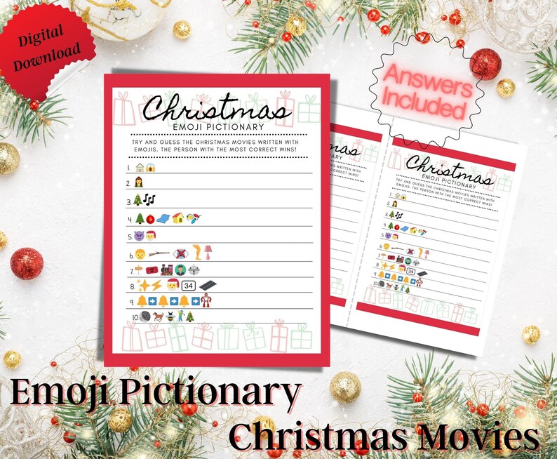 Christmas Movies Emoji Pictionary | Printable Christmas Games | Holiday ...