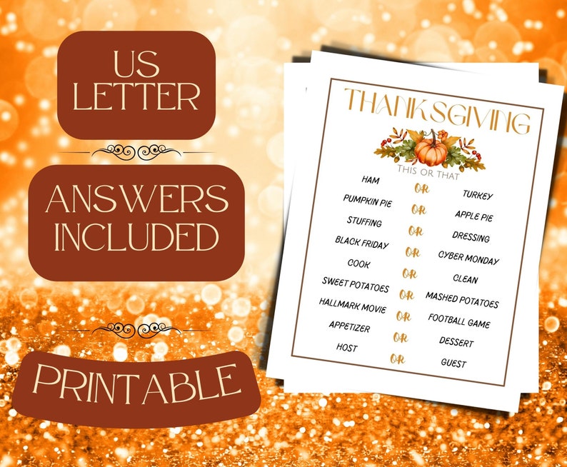 Thanksgiving Party Game Bundle, Printable Family Party Games, 2023 ...