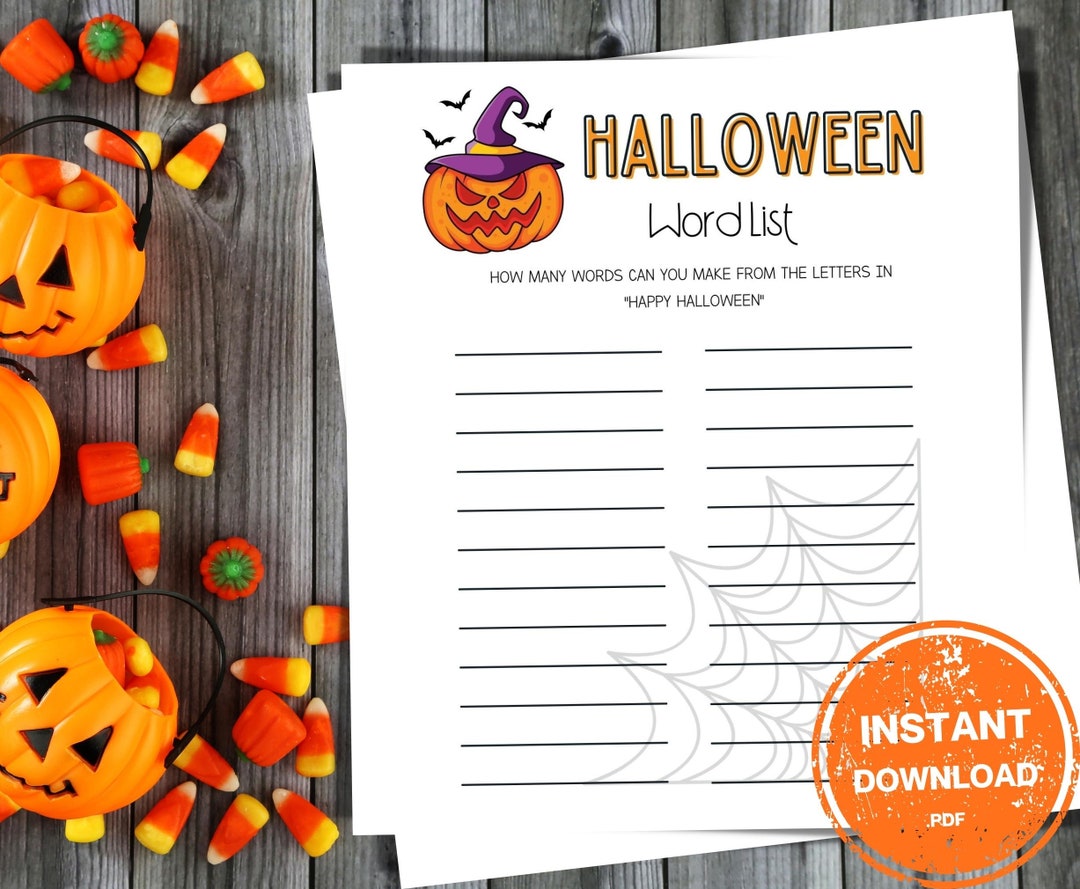 Printable Halloween Word List Game | Halloween Activities | Games for ...