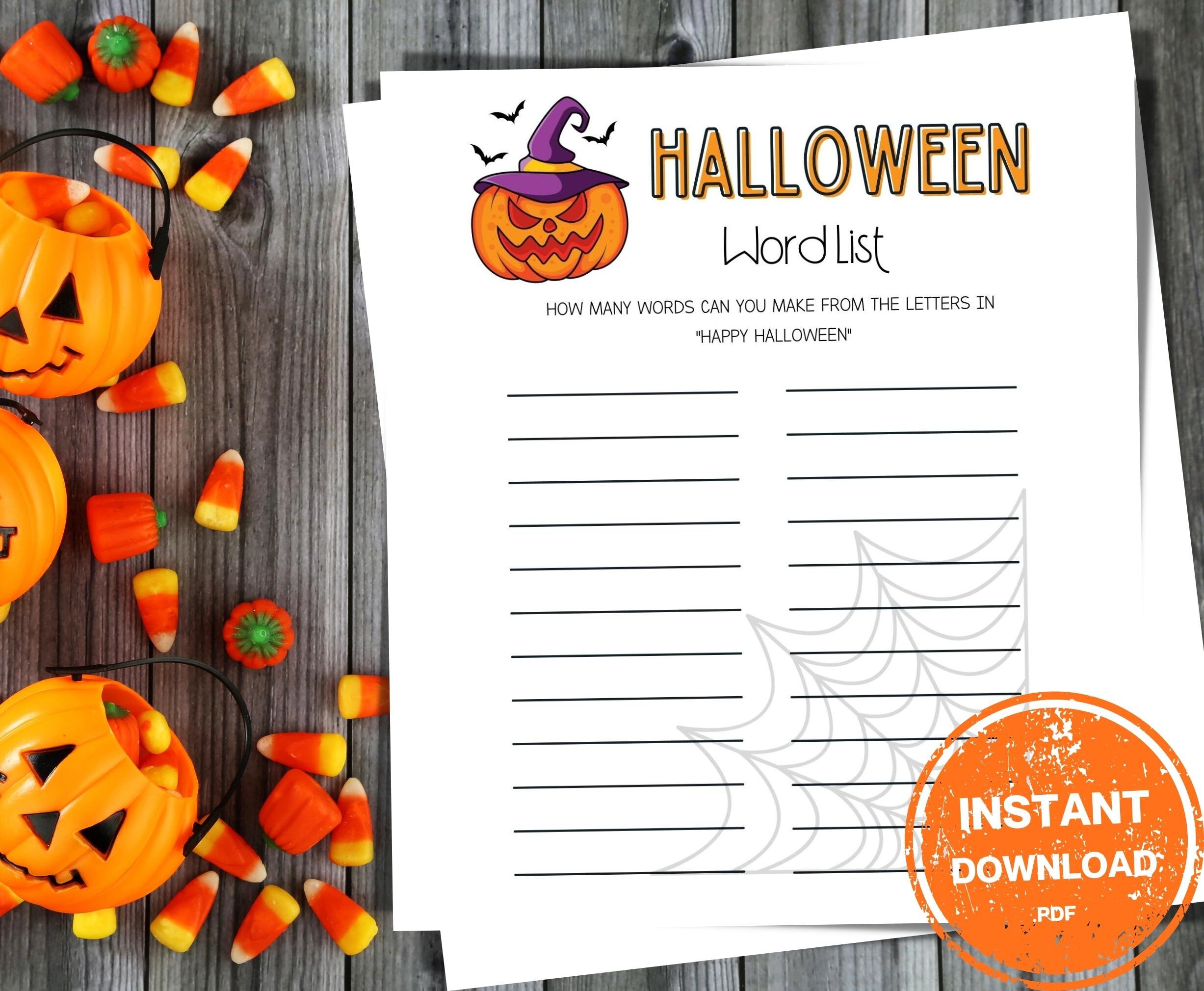 Printable Halloween Word List Game Halloween Activities Games for Kids ...