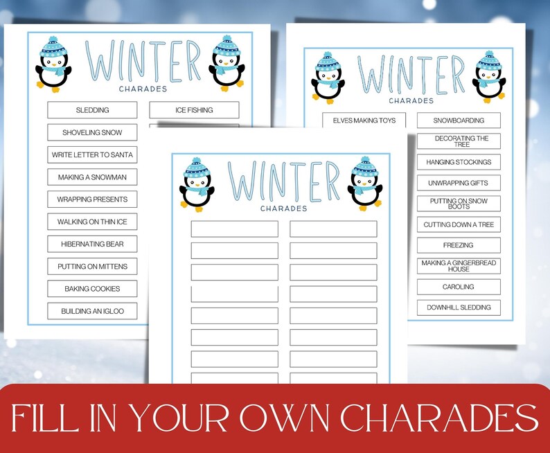 10 Winter Games Bundle, Fun Wintertime Games and Activities for Adults ...