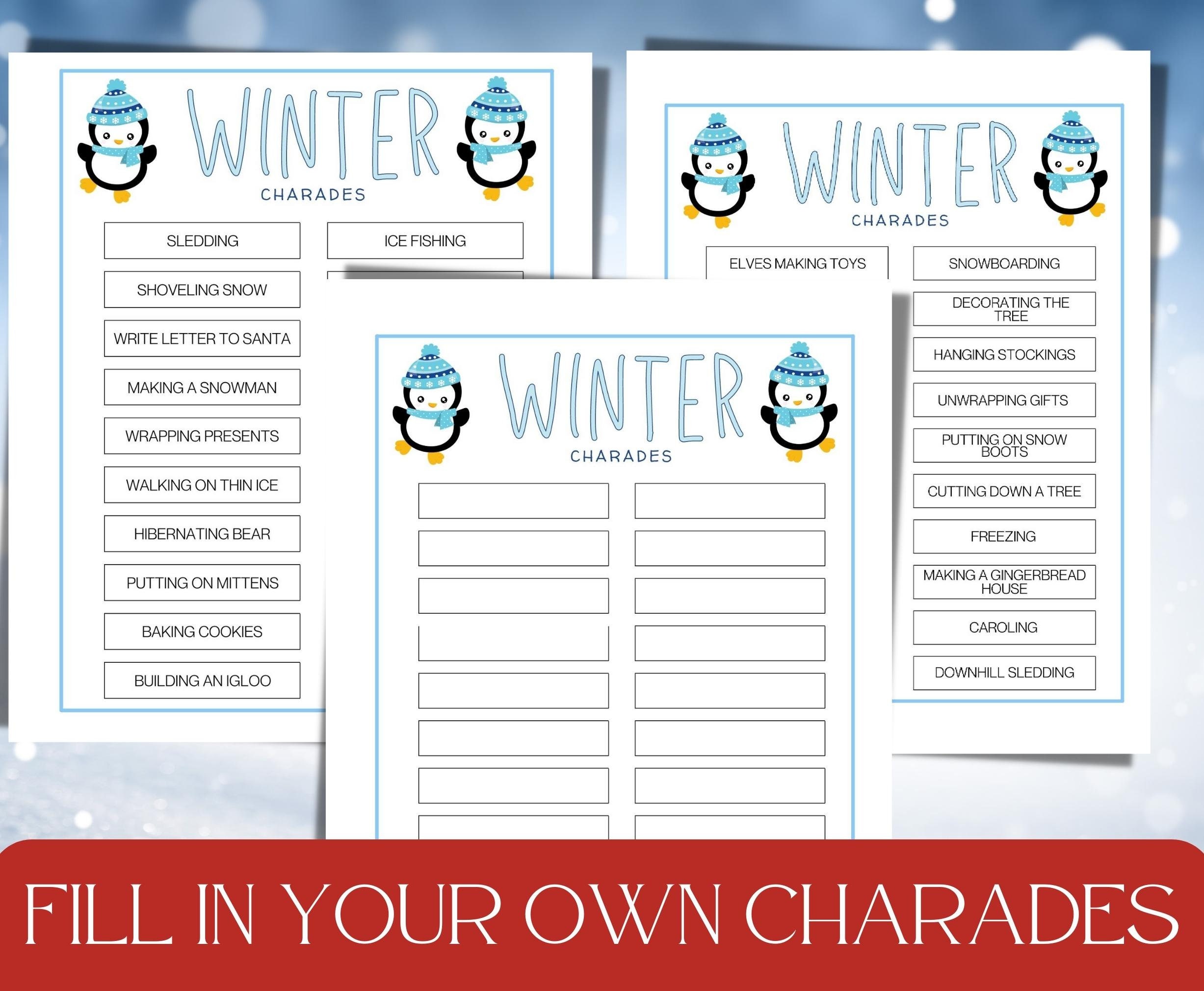 10 Winter Games Bundle, Fun Wintertime Games and Activities for Adults ...