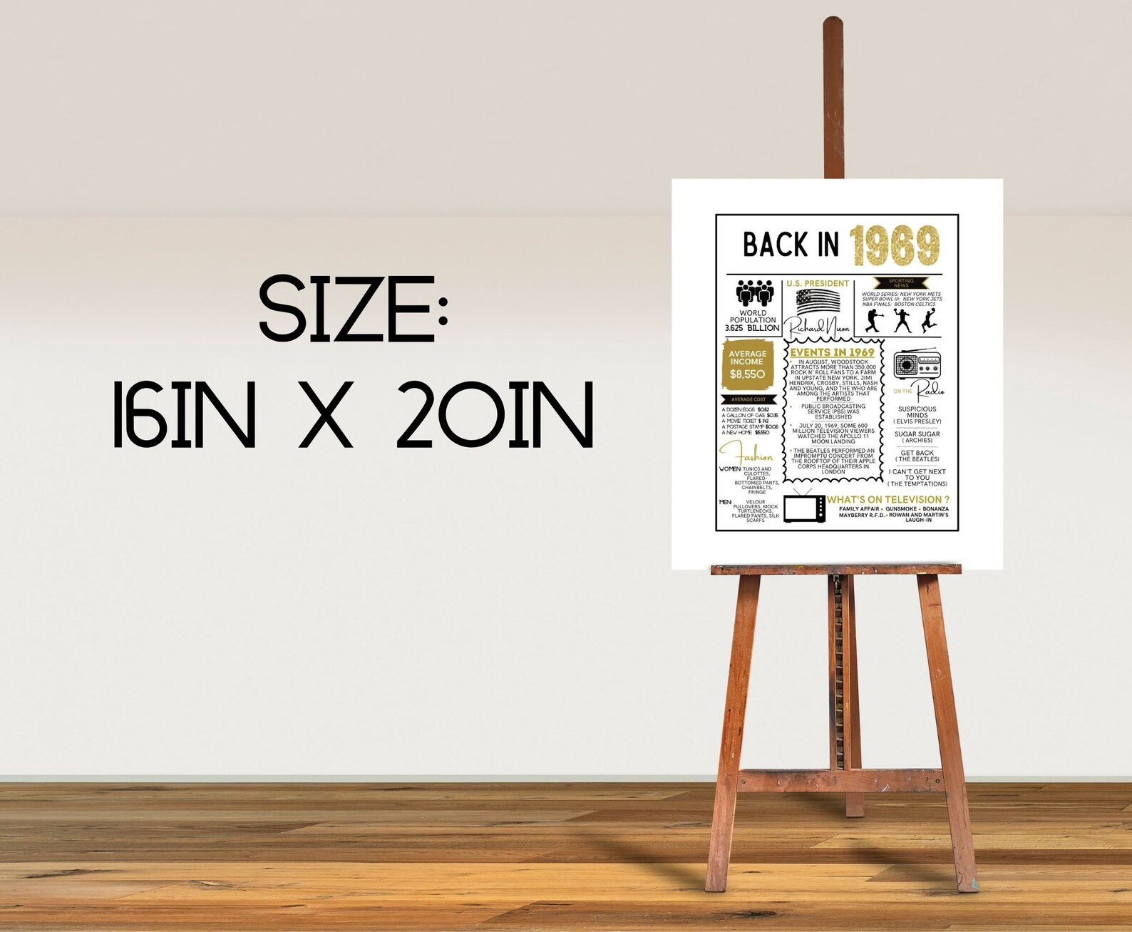 Vintage 1969 Print, Back in 1969 Poster, 52nd Birthday Gift, 1969 Fun ...