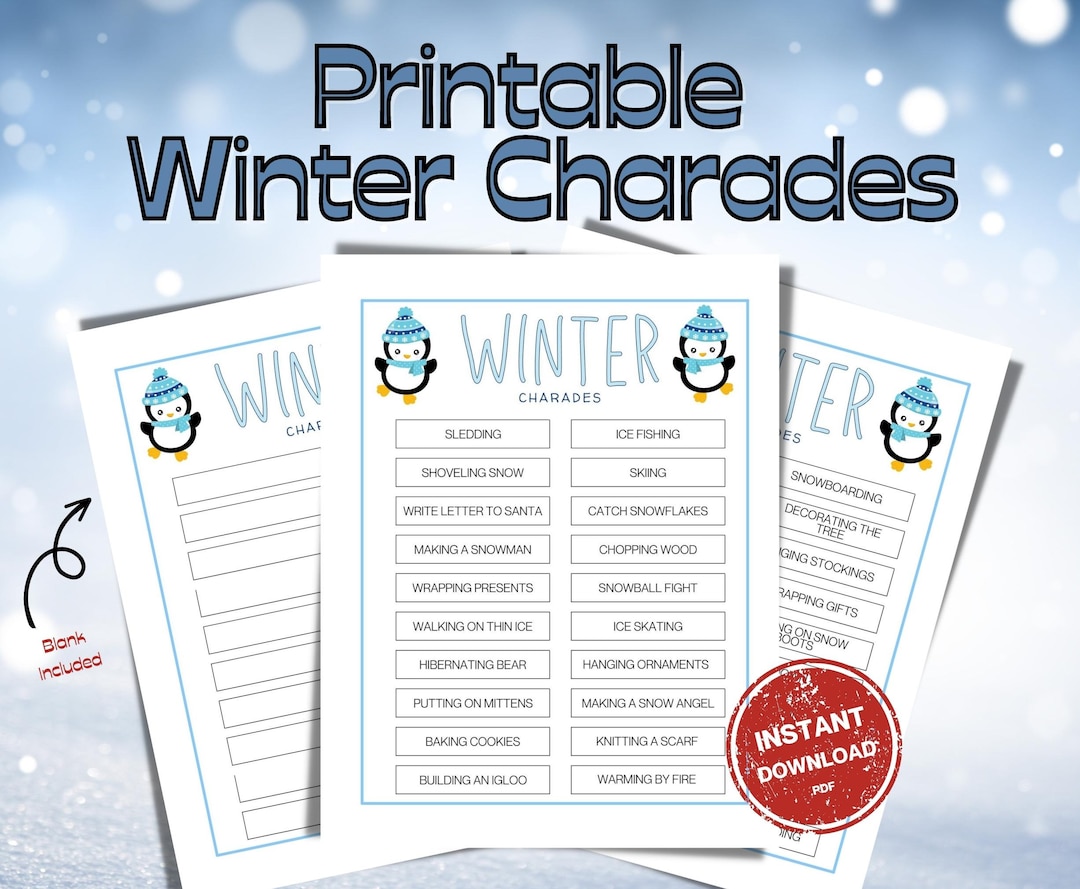 Winter Charades | Winter Games for Kids | Wintertime Activity ...