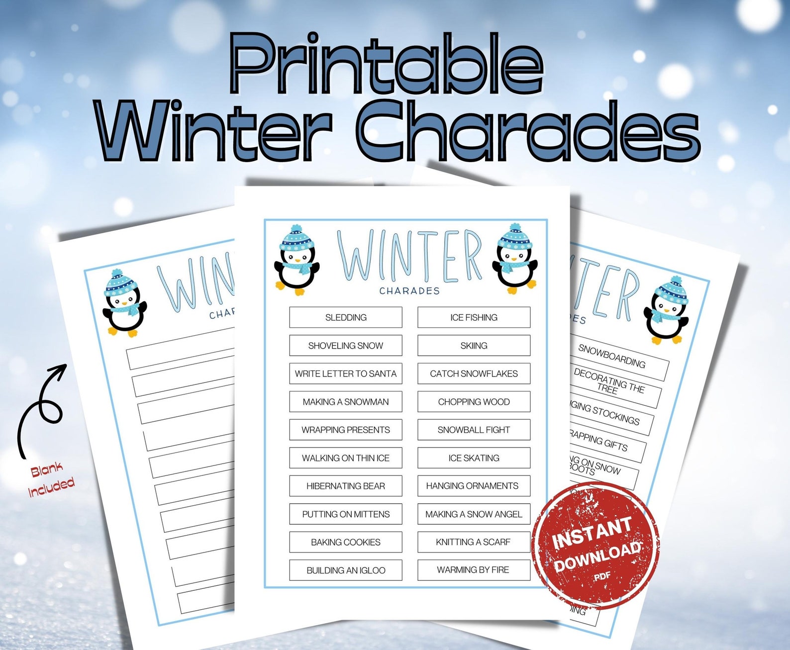 Winter Charades | Winter Games for Kids | Wintertime Activity ...