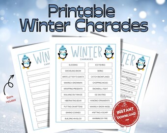 Winter Charades | Winter Action Charades | Pictionary | Classroom Fun ...
