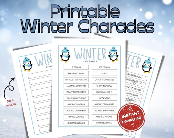 Snow Day Charades Game | Fun Printable Winter Game | Wintertime ...