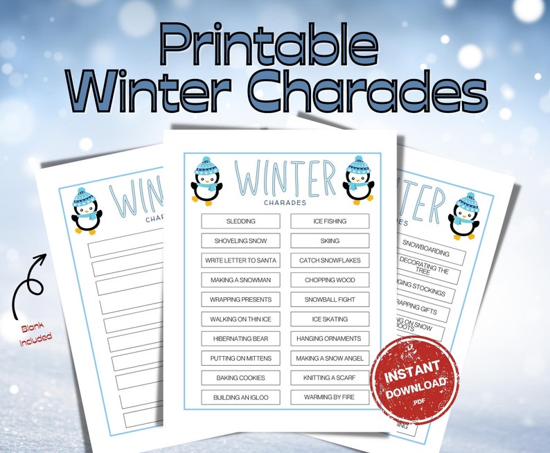 Winter Charades | Winter Games for Kids | Wintertime Activity ...