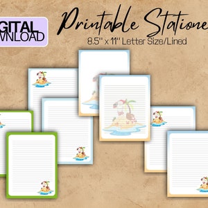 Tropical Beach Santa Printable Stationery Paper | Printable Writing ...