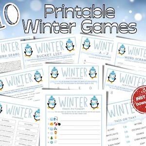 10 Winter Games Bundle, Fun Wintertime Games and Activities for Adults ...