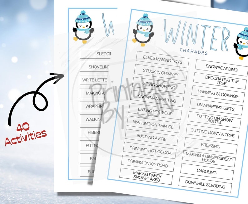 Winter Charades | Winter Games for Kids | Wintertime Activity ...