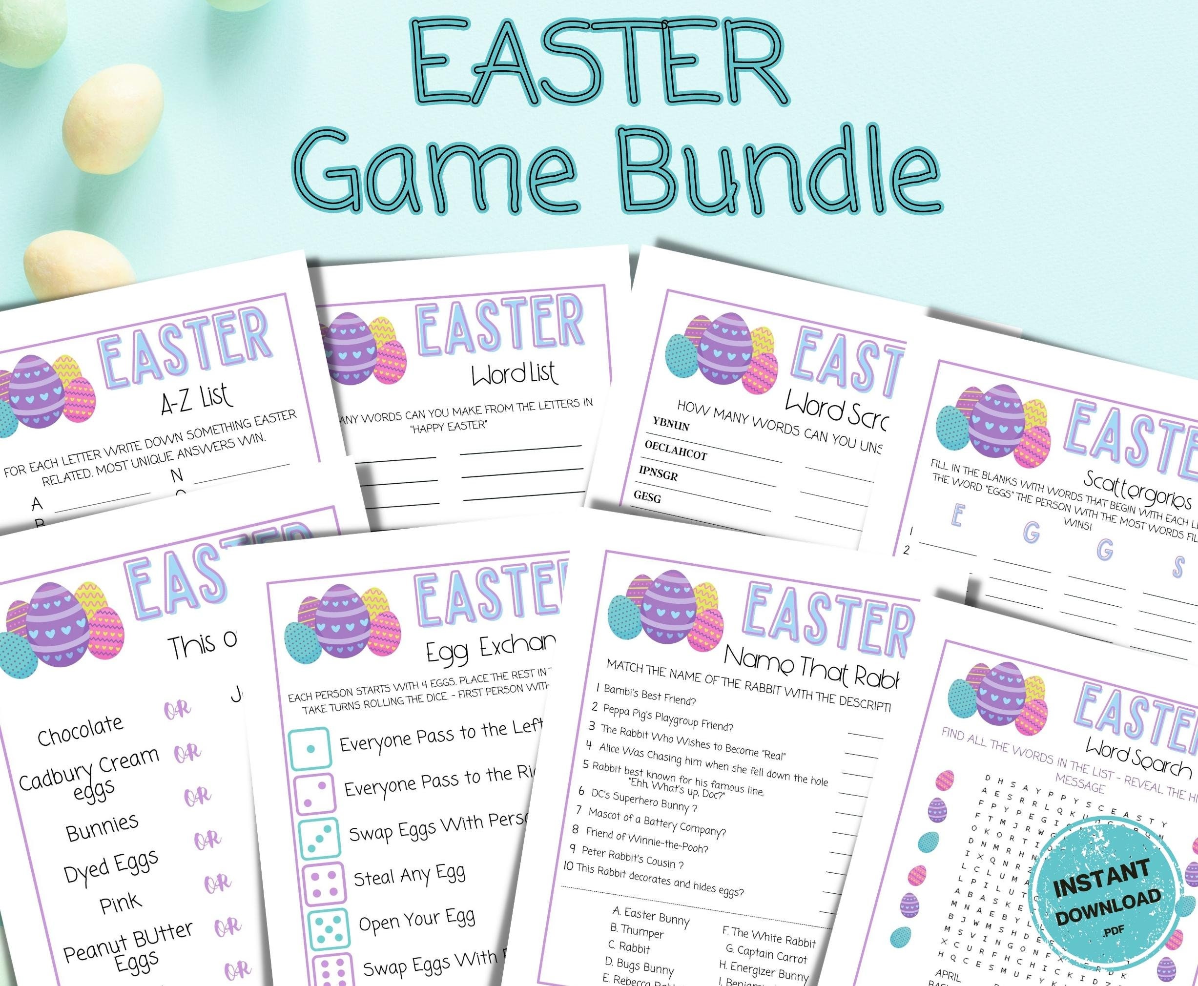 Easter Game Bundle | Printable Easter Games for Kids and Adults ...