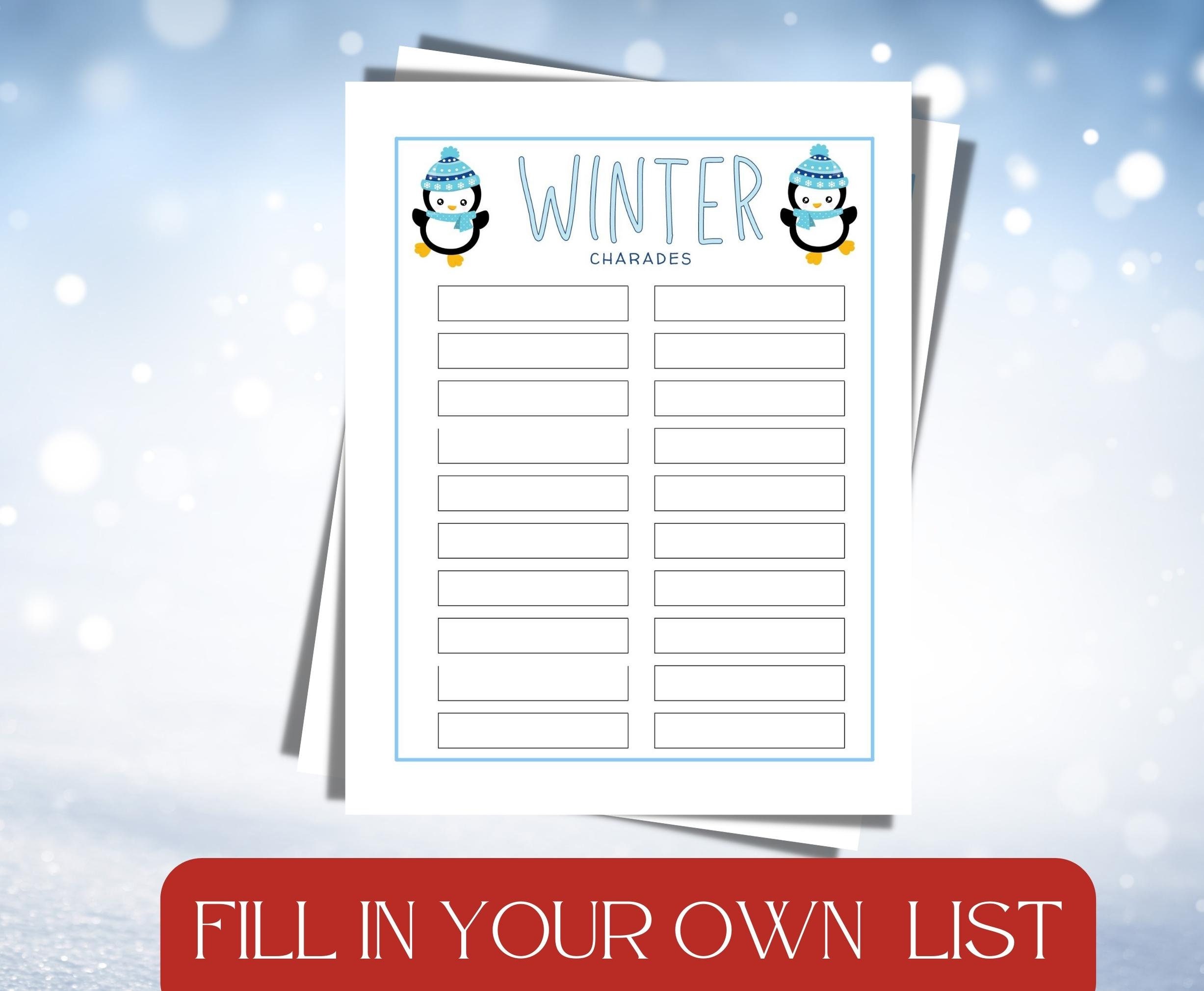 Winter Charades Winter Games For Kids Wintertime Activity Classroom winter-charades-winter-games-for-kids-wintertime-activity-classroom