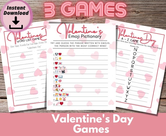 Valentine Pictionary Word List Printable