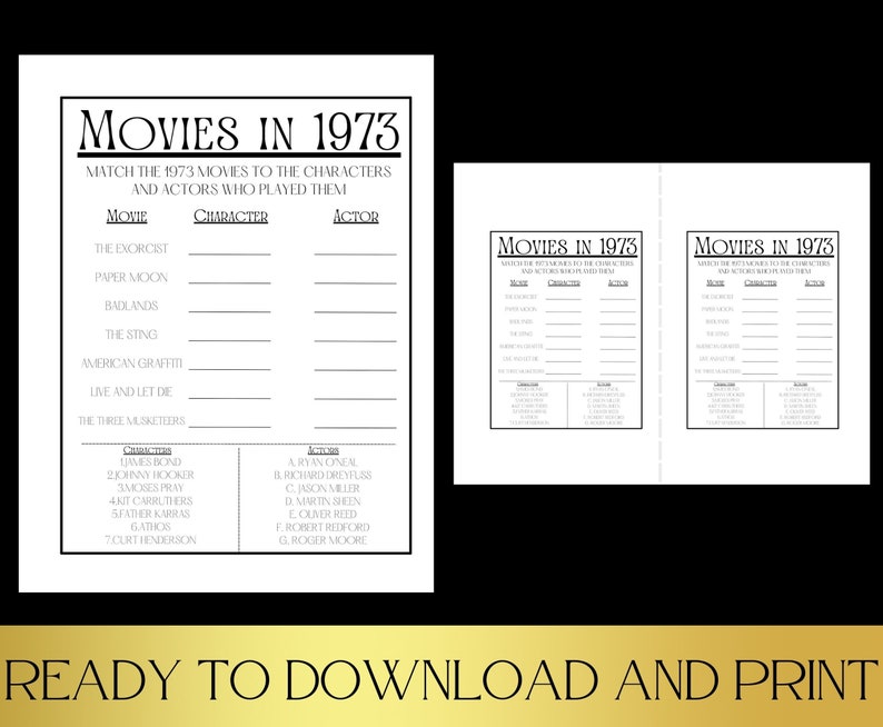 50th Class Reunion Printable, Class of 1973 Nostalgia Game Bundle ...