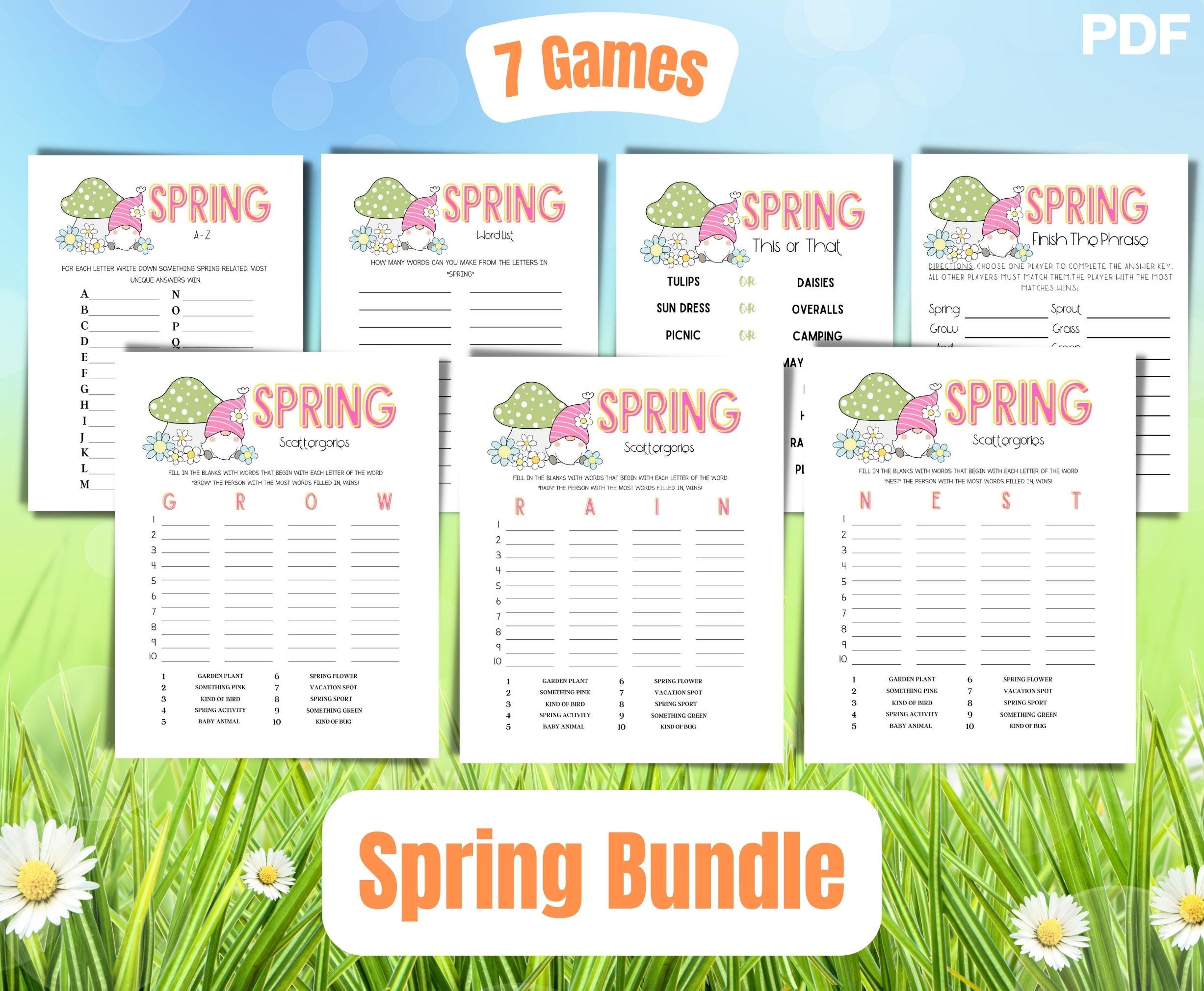 Spring 7 Game Bundle | Fun Spring Party Games | Springtime Activities ...