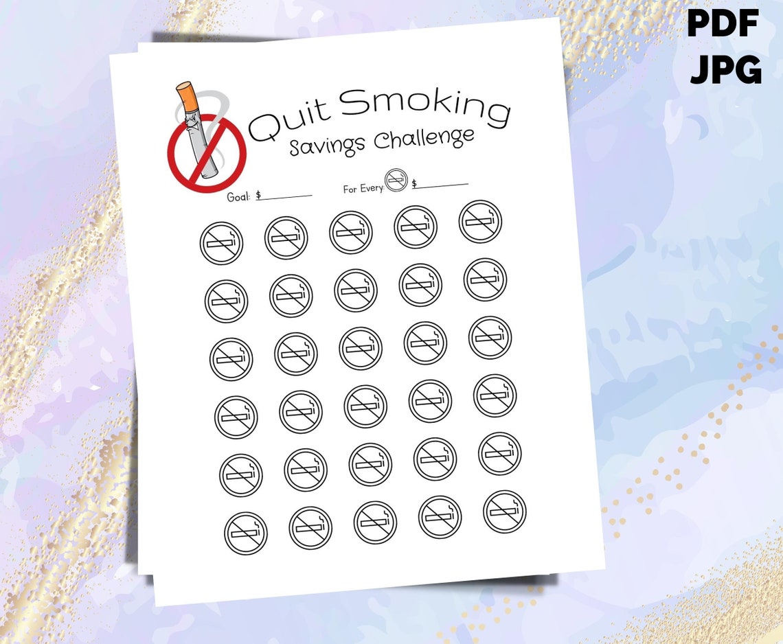 Quit Smoking Savings Challenge, Printable 30 Day Stop Smoking Tracker ...