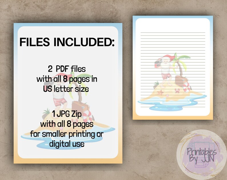 Tropical Beach Santa Printable Stationery Paper | Printable Writing ...