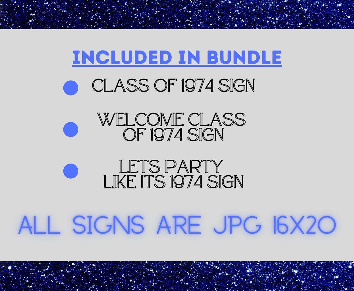 Class of 1974 Sign Bundle: Welcome Class of 1974 & Let's Party Like It ...