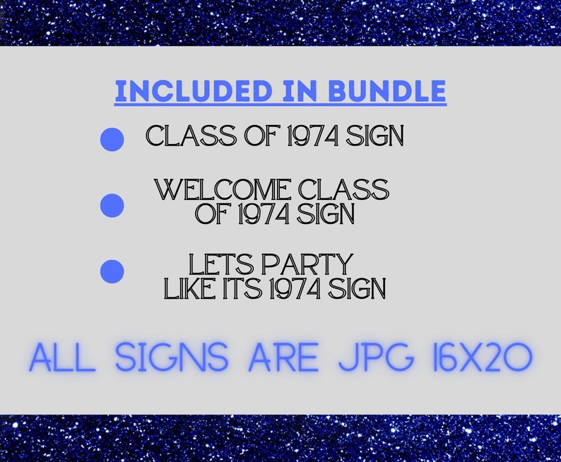 Class of 1974 Sign Bundle: Welcome Class of 1974 & Let's Party Like It ...