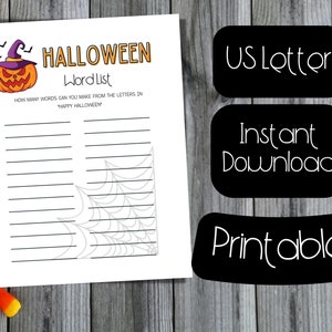 Printable Halloween Word List Game | Halloween Activities | Games for ...