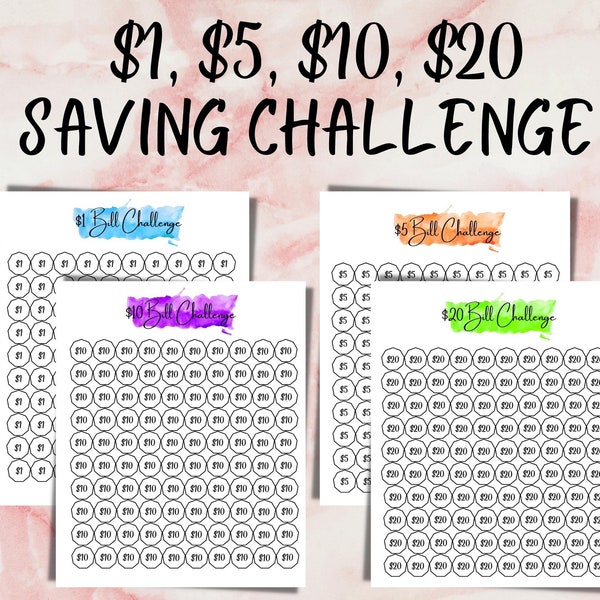 Printable Money Challenge Bundle 5 Dollar Challenge Money Savings 1, 5 ...