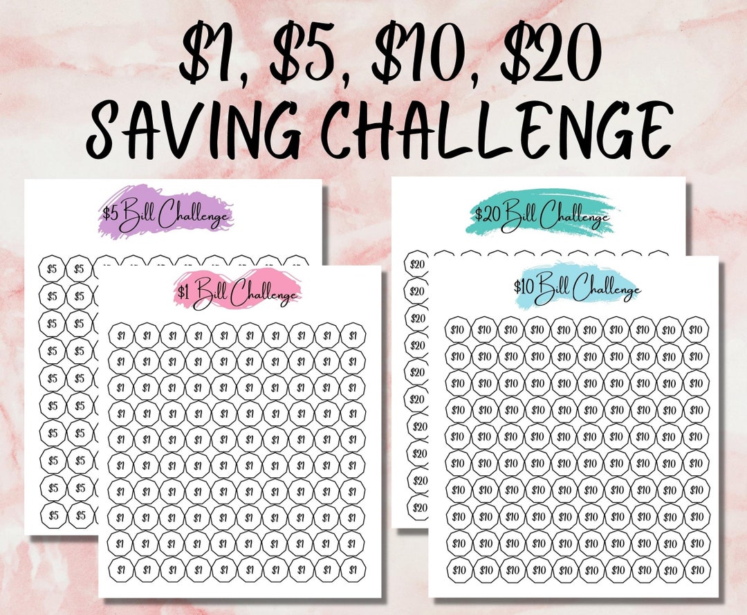 Dollar Savings Challenge Bundle | Money Tracker (PDF Pattern) - Etsy