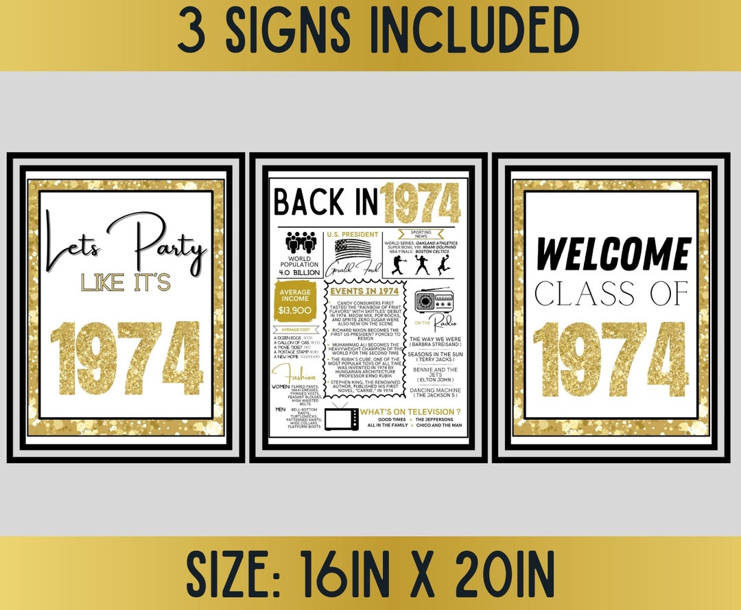 Class of 1974 Reunion Sign Bundle: 50th Anniversary (16x20 JPG) - Etsy