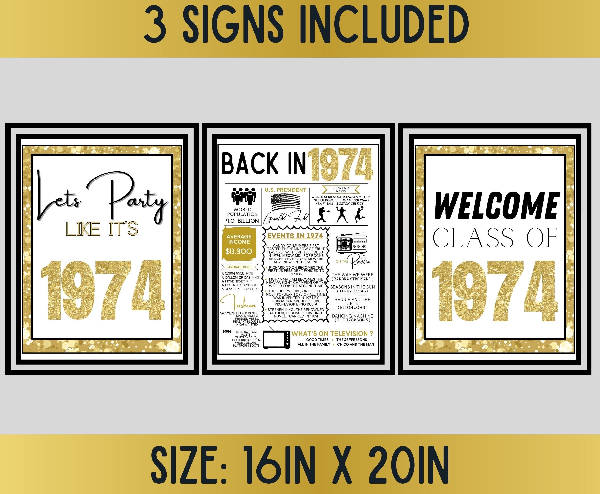Class of 1974 Sign Bundle: Welcome Class of 1974 & Let's Party Like It ...