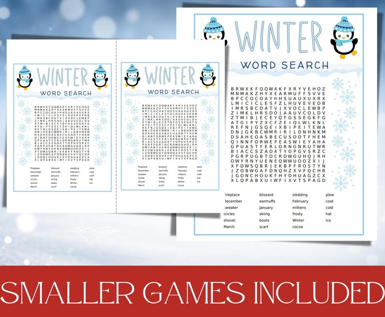 10 Winter Games Bundle, Fun Wintertime Games and Activities for Adults ...