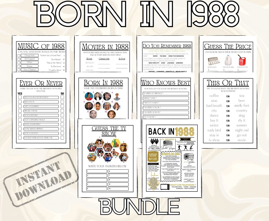 Born in 1988 Game Bundle: 10 Printable Games for a Nostalgic ...