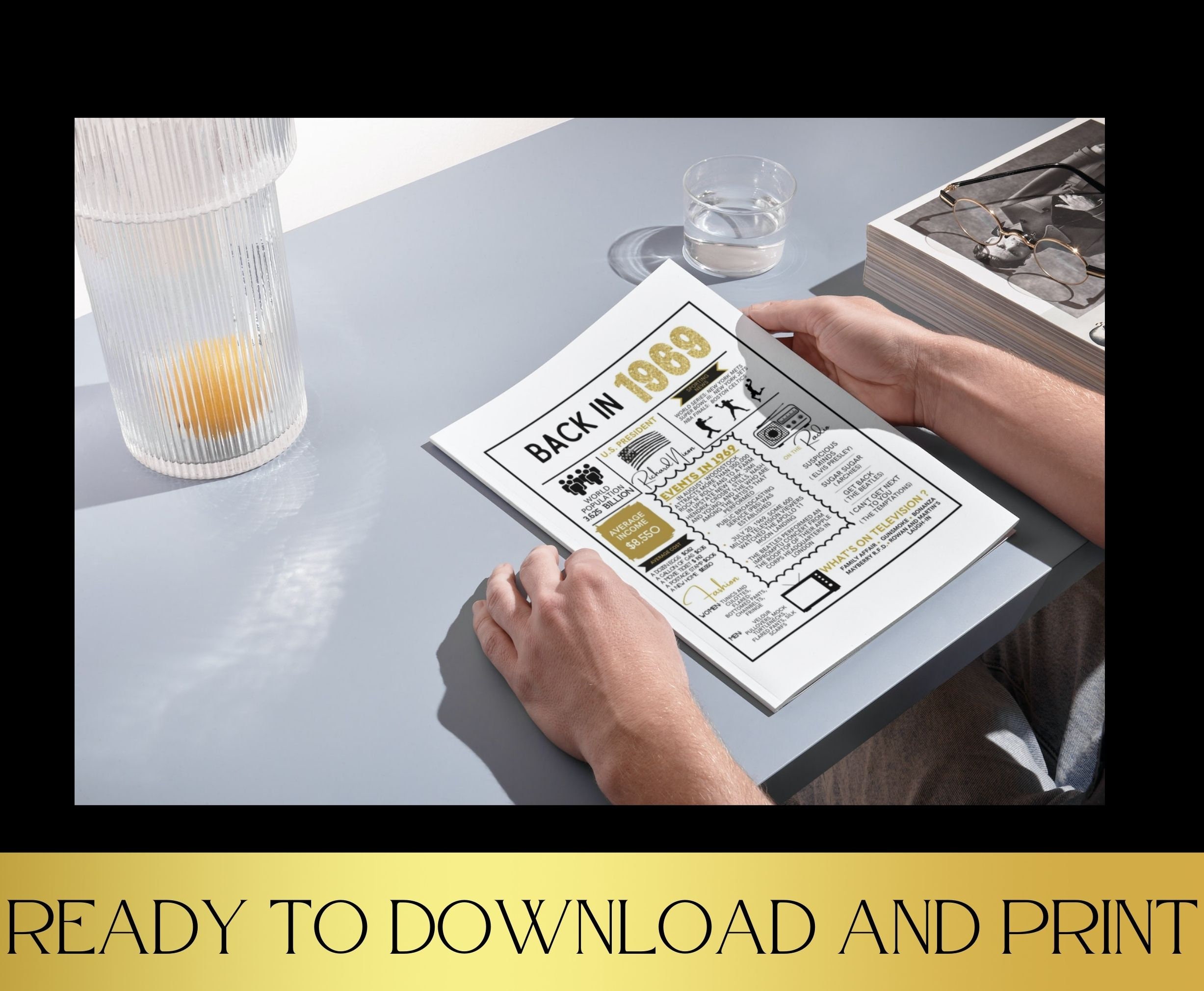 Vintage 1969 Print, Back in 1969 Poster, 52nd Birthday Gift, 1969 Fun ...