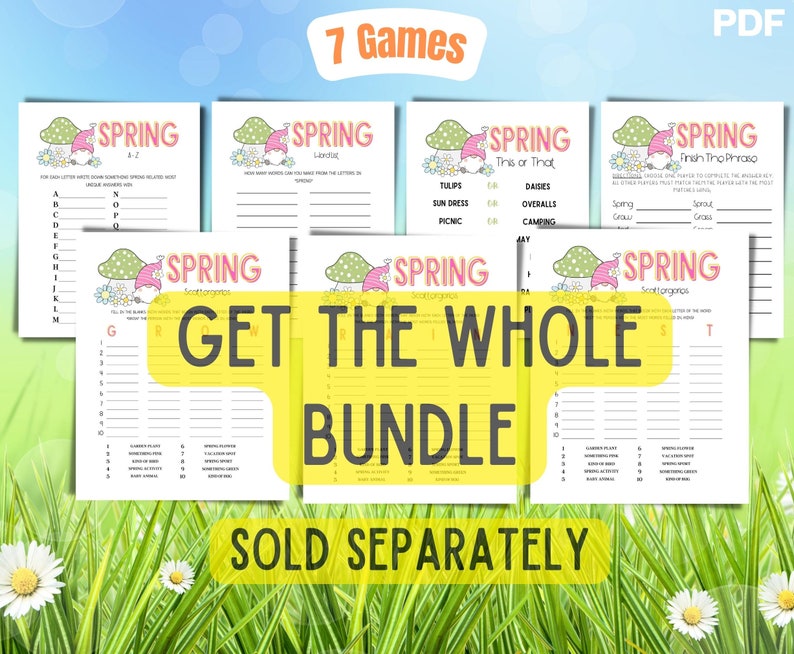 Spring Scattergories Bundle | Fun Spring Party Games | Springtime ...
