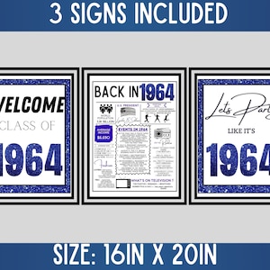 Class of 1964 Reunion Signs: Welcome & Party Celebration Pack | 60th ...