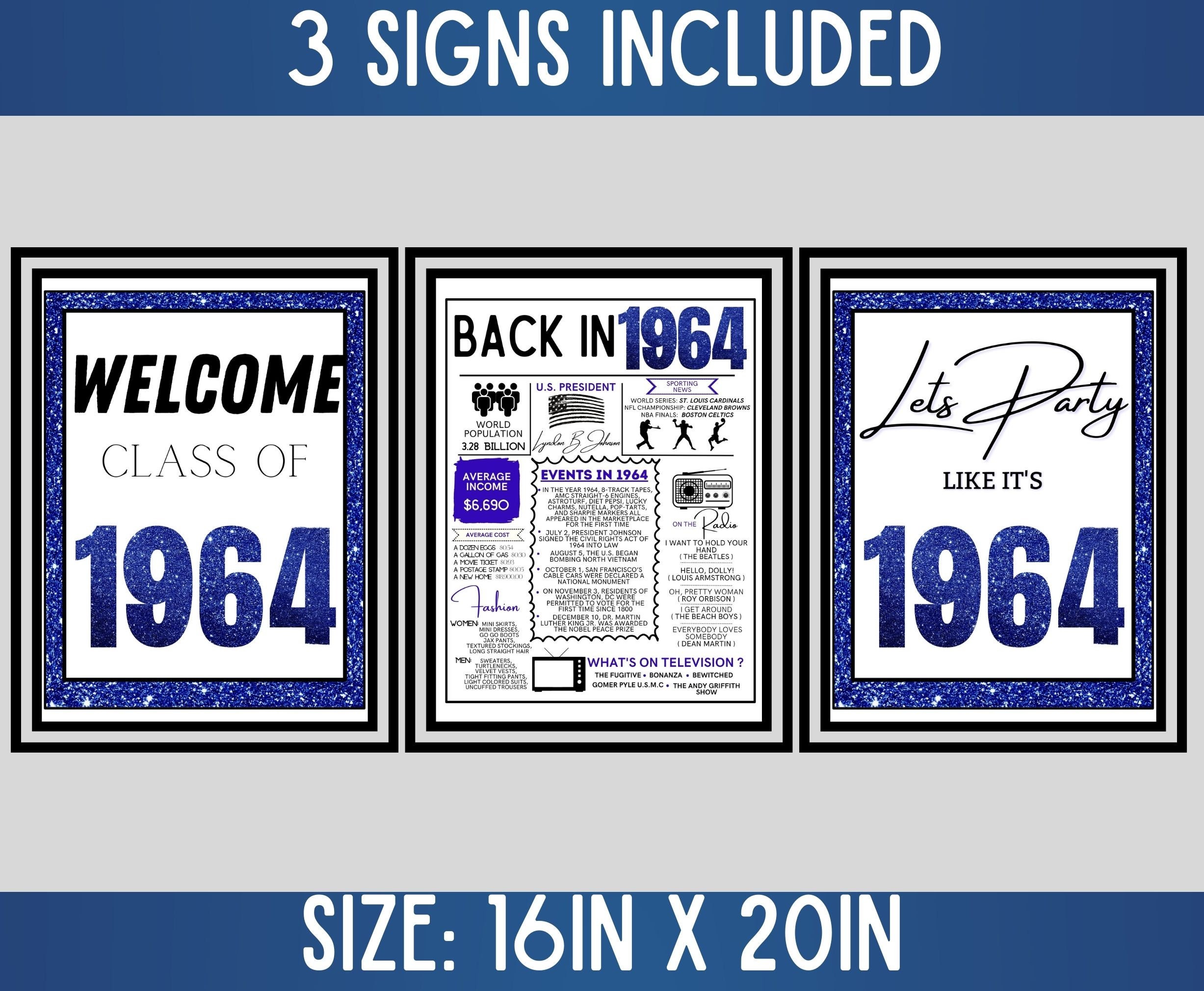 Class of 1964 Reunion Signs: Welcome & Party Celebration Pack | 60th ...