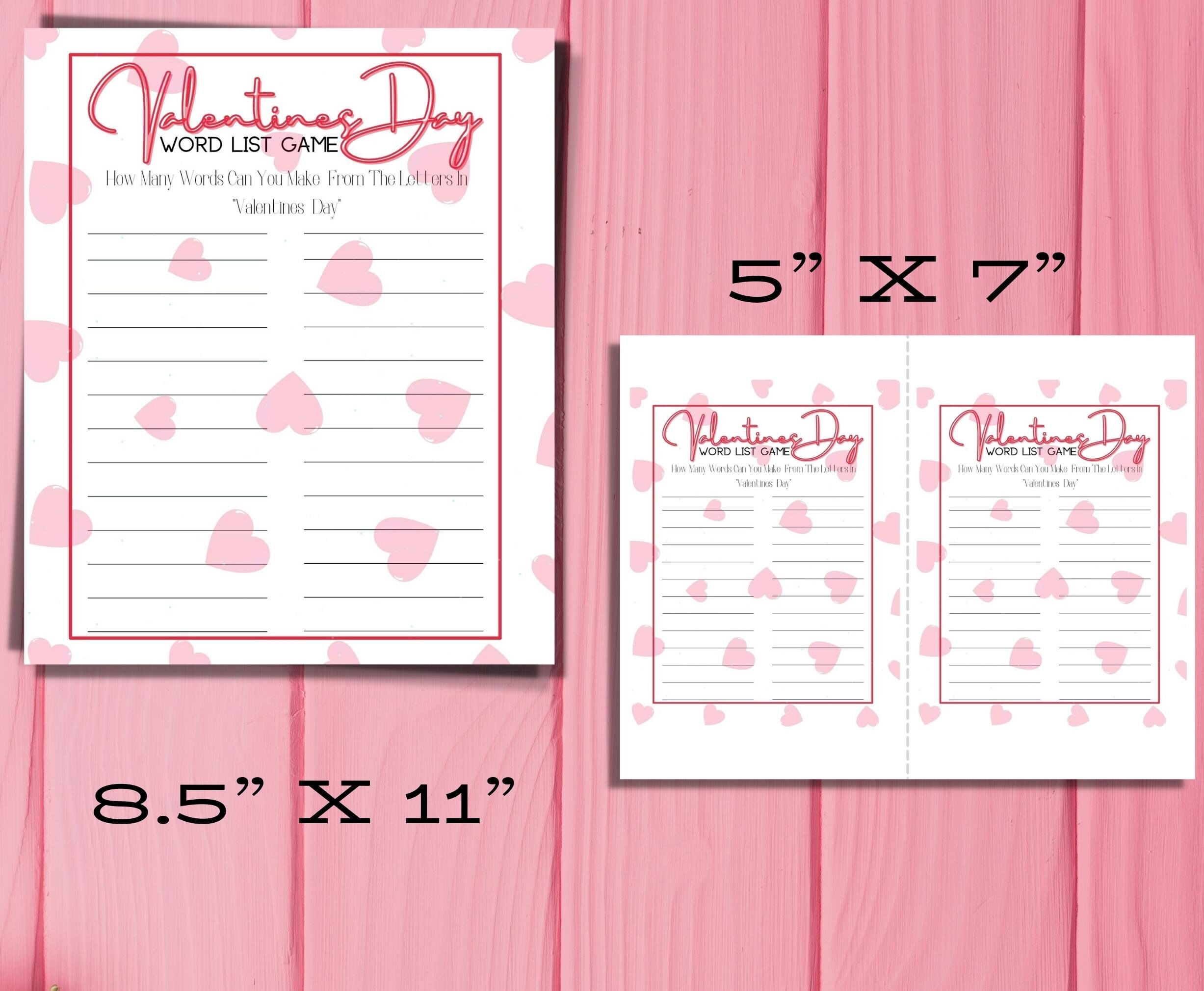 Valentine's Day 5 Game Bundle | Valentine Word List Game | A - Z ...