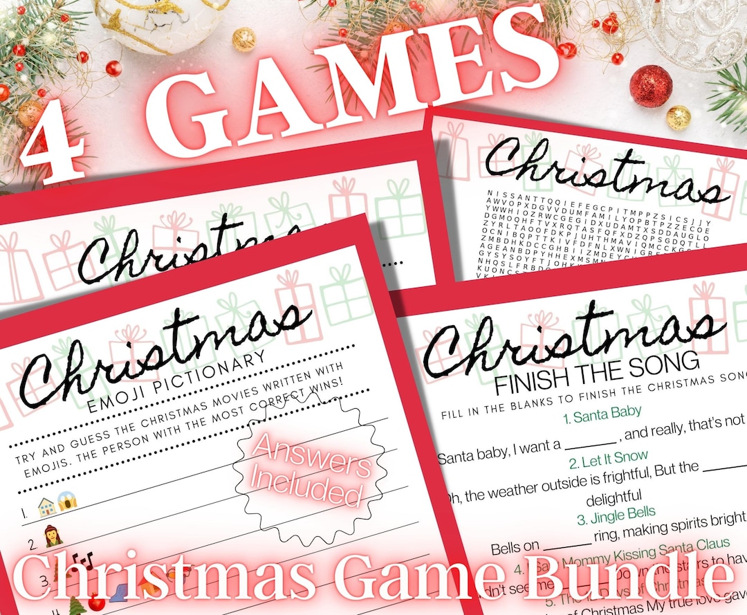 4 Printable Christmas Game Bundle | Christmas Day | Holiday Party Game ...