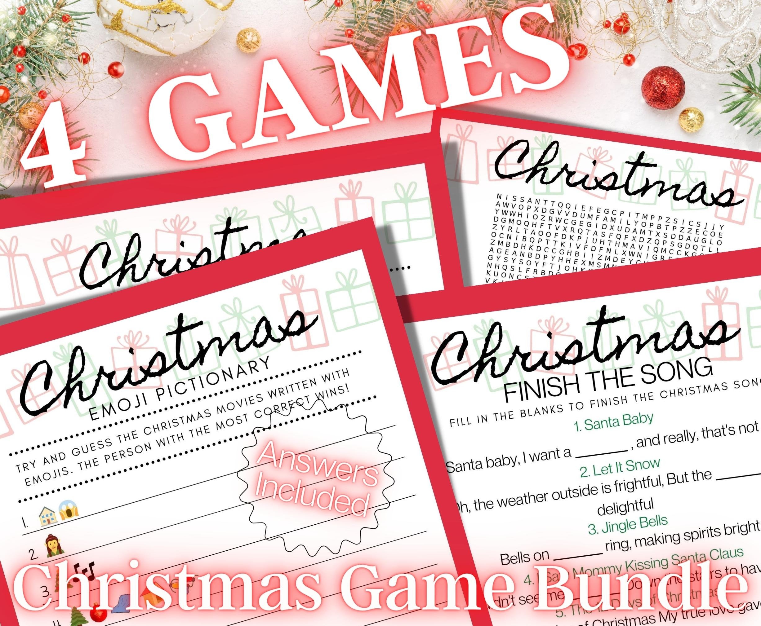4 Printable Christmas Game Bundle | Christmas Day | Holiday Party Game ...