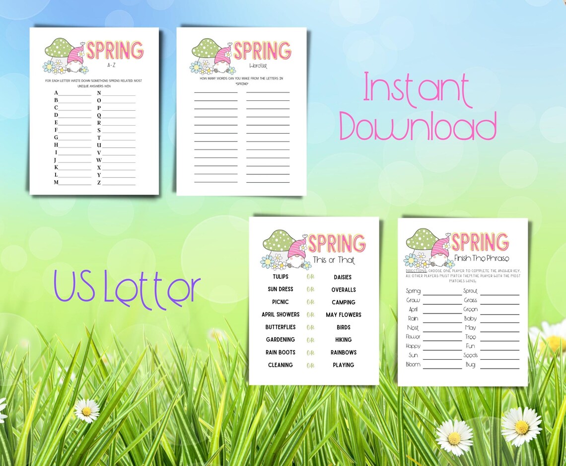 Spring 7 Game Bundle | Fun Spring Party Games | Springtime Activities ...