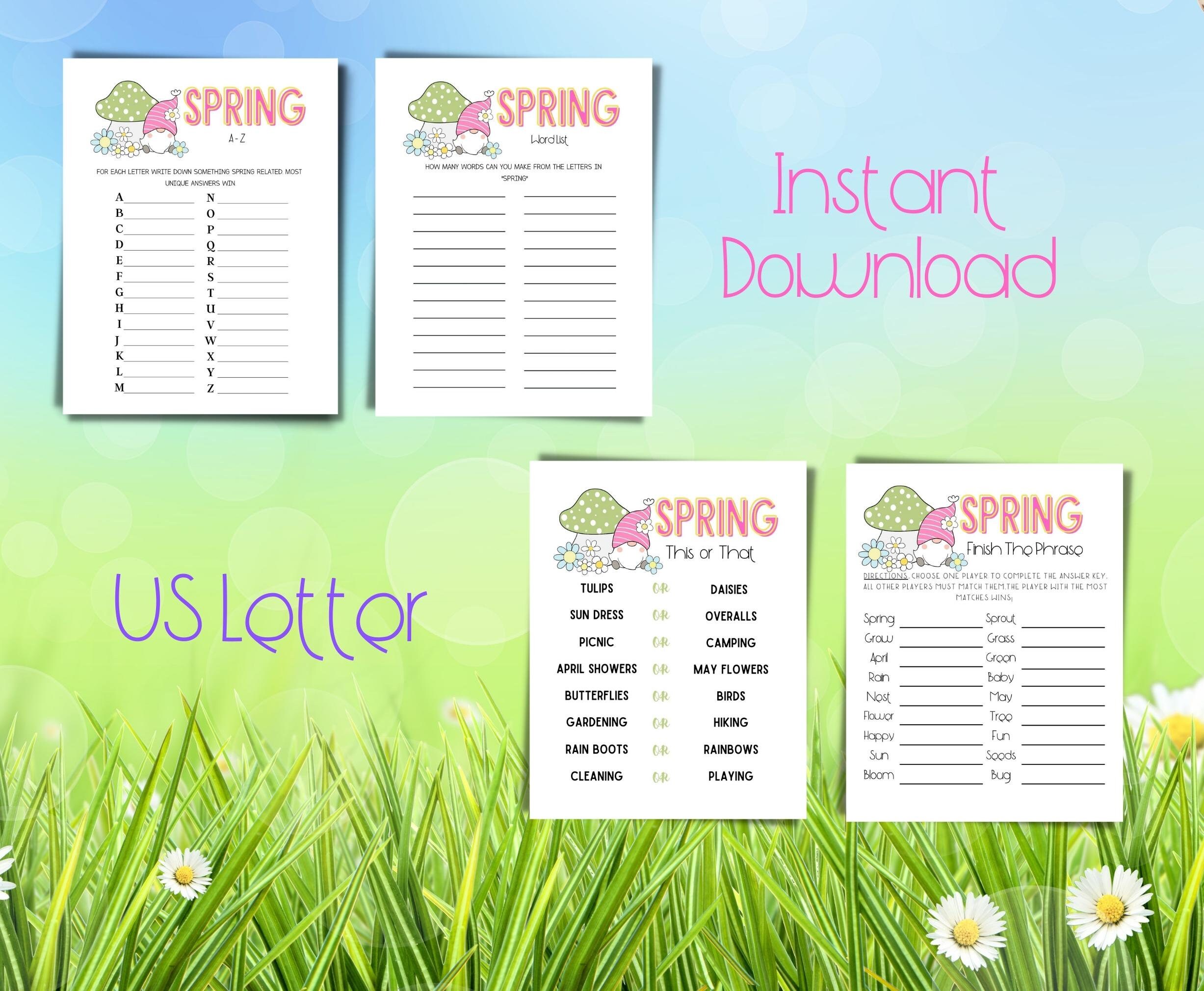 Spring 7 Game Bundle | Fun Spring Party Games | Springtime Activities ...