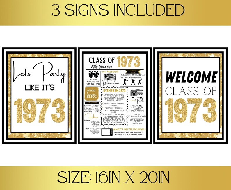Class of 1973 Bundle, 50th Class Reunion Printable, Welcome Class of ...