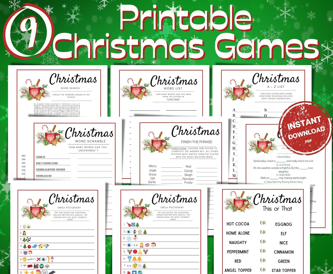 9 Christmas Games Bundle | Printable Xmas Party Games | 2023 Christmas ...