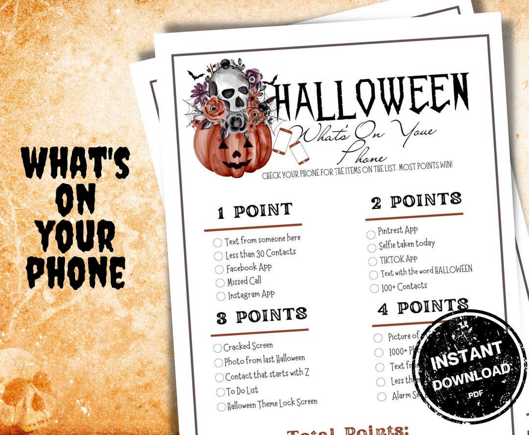 Halloween Phone Scavenger Hunt Game – Printable Party Game (PDF) - Etsy