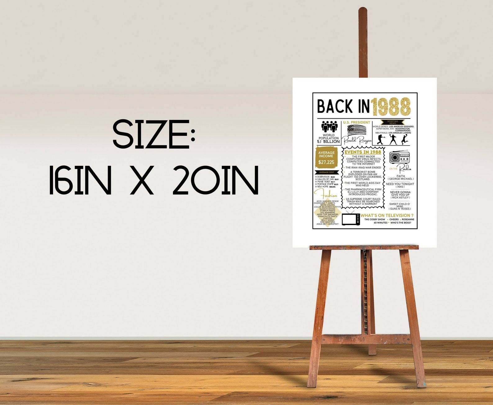 1988 Birthday Anniversary Reunion Poster, Fun Facts Print (digital ...