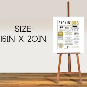 Printable "back in 1988" Print for Birthday, Anniversary or Reunion ...