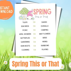 Printable Spring This or That Game | Springtime Activities | Games for ...