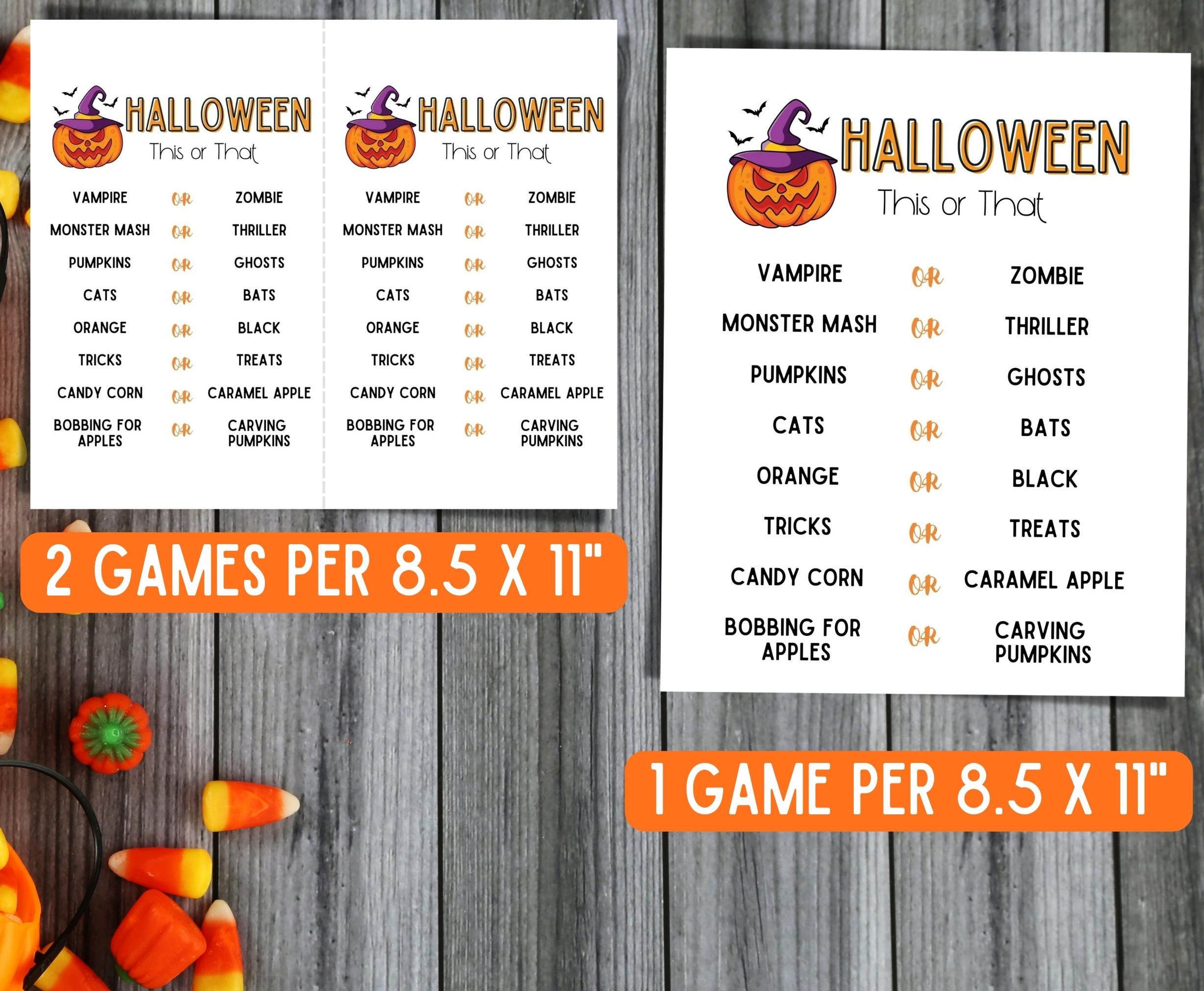 Printable Halloween This or That Game Halloween Activities Games for ...