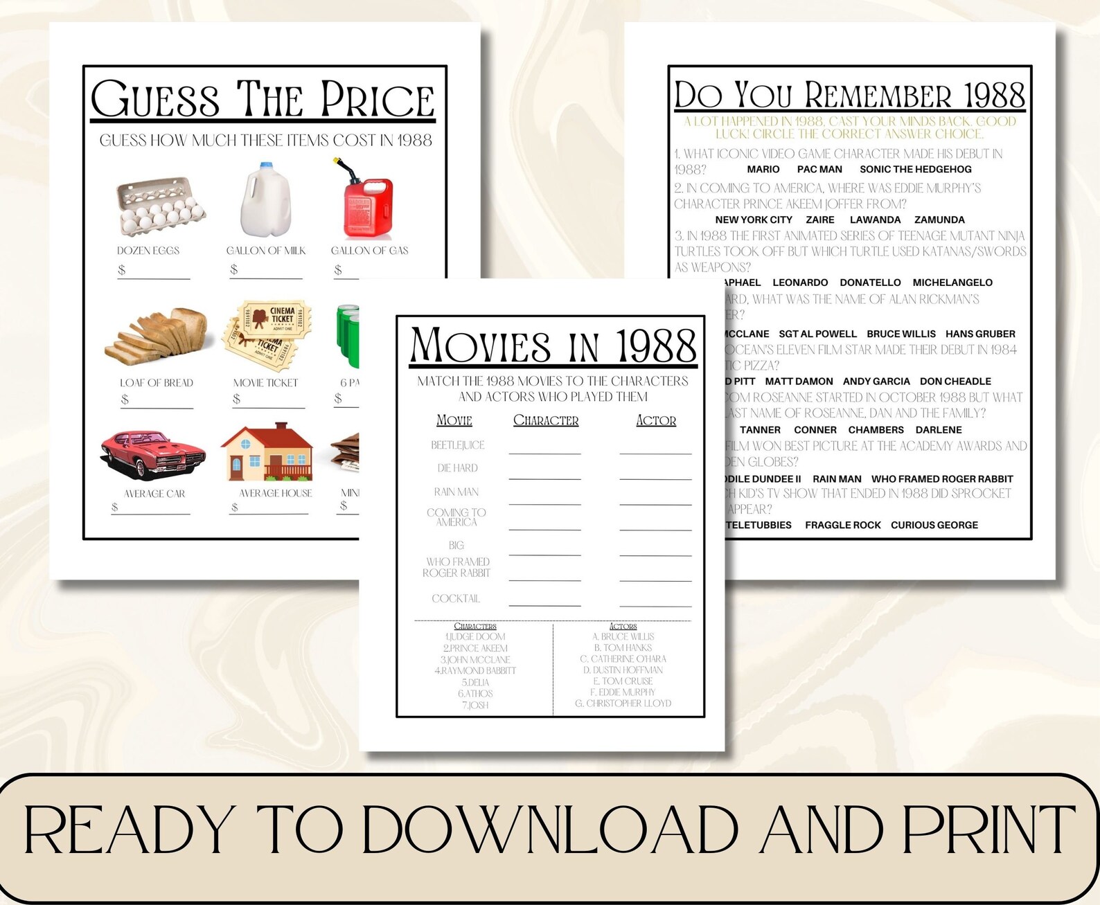 Born in 1988 Game Bundle: 10 Printable Games for a Nostalgic ...