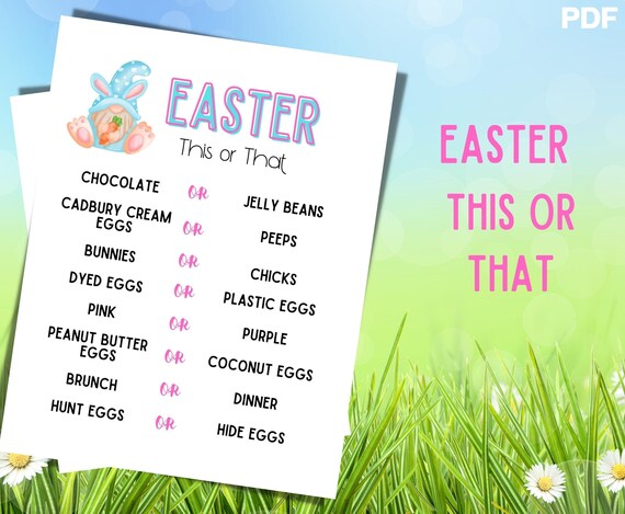Printable Easter This or That Game Easter Activities Games | Etsy