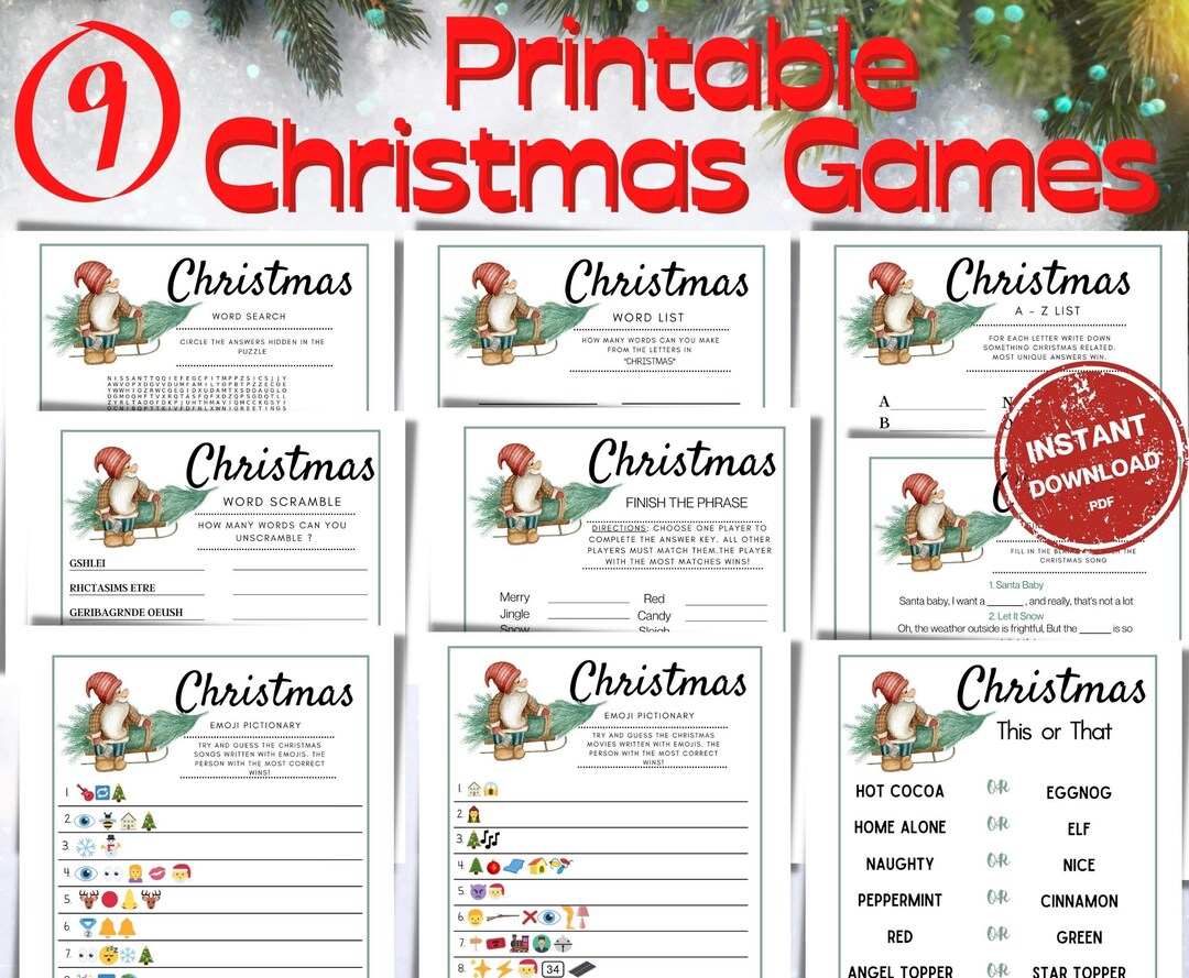Festive Christmas Game Bundle | 9 Printable Holiday Games for Fun ...